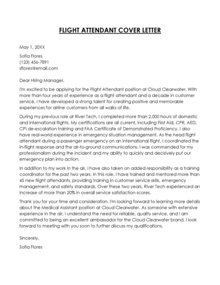 Flight Attendant Cover Letter (20 Samples, Examples)