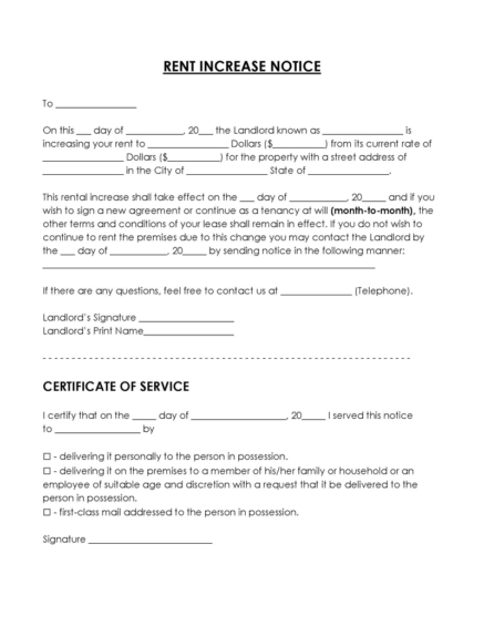 Free Rent Increase Notice Templates (U.S.) | Word - PDF
