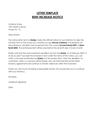 Free Rent Increase Notice Templates (U.S.) | Word - PDF