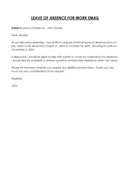Sample Leave of Absence Letters | How to Write (Examples)