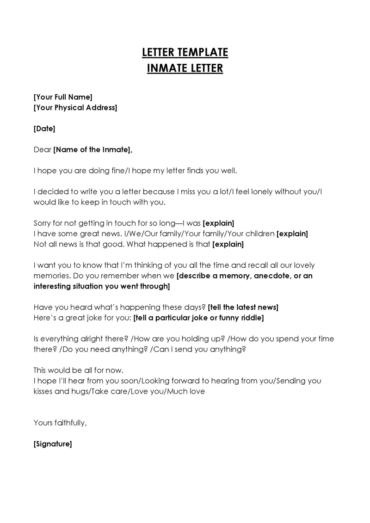 Letter To Inmate: How To Write and Send (Samples)