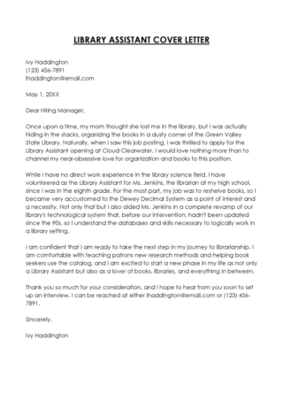 6 Best Library Assistant Cover Letter Examples