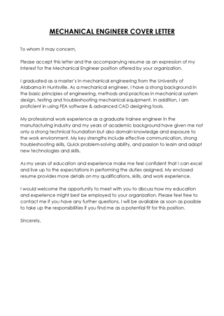 Mechanical Engineer Cover Letter Examples - Templates