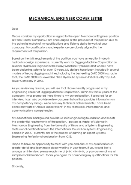 Mechanical Engineer Cover Letter Examples - Templates