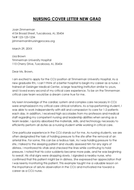 12 Best New Grad RN Nursing Cover Letter Examples