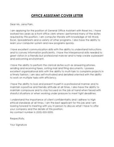 Office Assistant Cover Letter Examples & Writing Tips