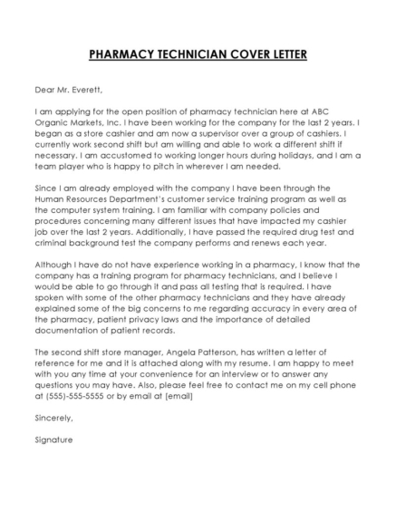 Pharmacy Technician Cover Letter Examples (Expert Tips)