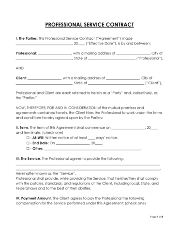 Free Service Contracts & Agreement Templates