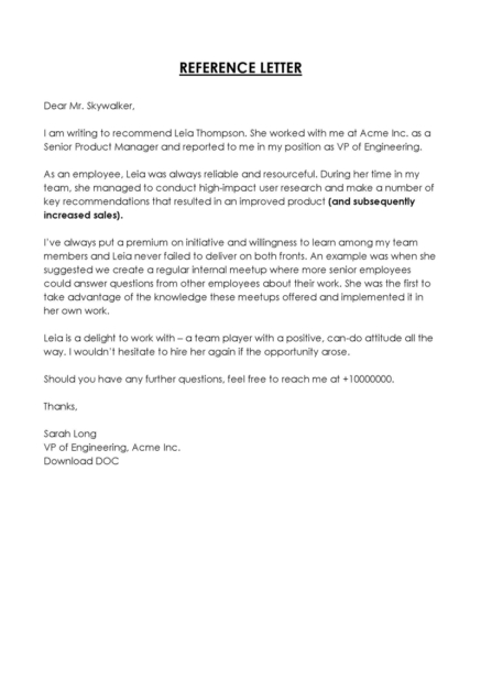 Sample Reference Letters (Job, Character, Lease, and Academic)