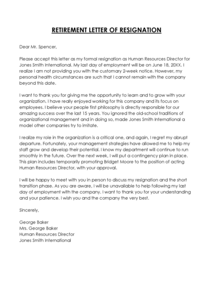 How to Write a Retirement Letter of Resignation (Examples)
