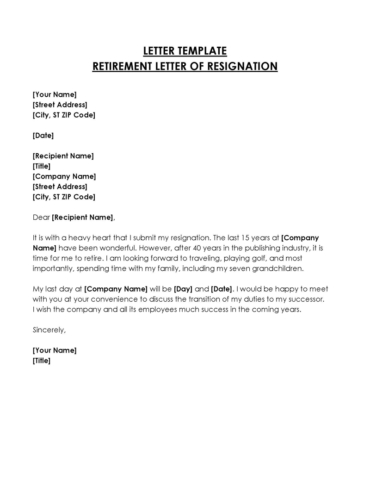 How to Write a Retirement Letter of Resignation (Examples)