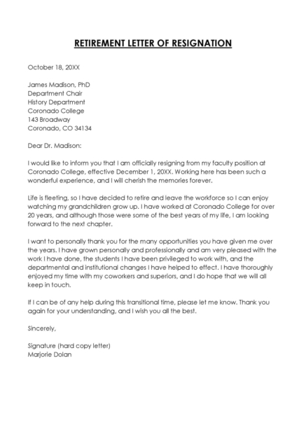 How to Write a Retirement Letter of Resignation (Examples)