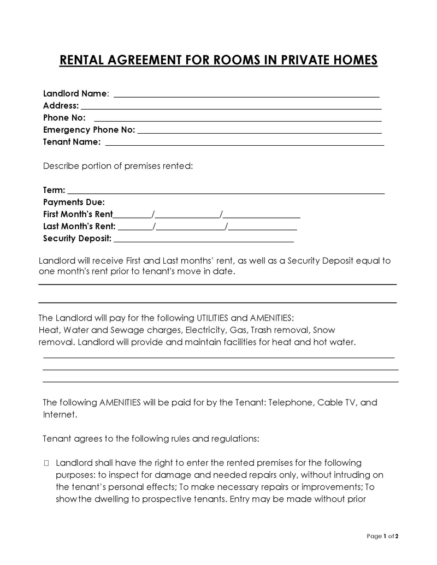 36 Basic Room Rental Agreement Templates [PDF - Word]