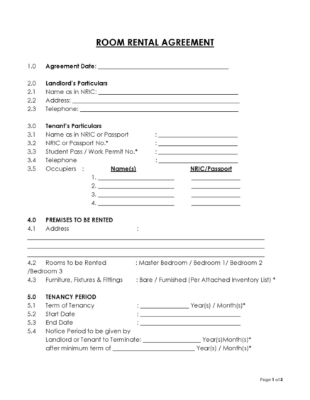 36 Basic Room Rental Agreement Templates [PDF - Word]