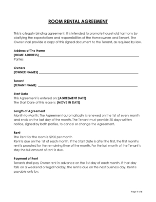 36 Basic Room Rental Agreement Templates [PDF - Word]
