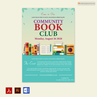 Free Attractive Book Club Flyer Templates (Word | PSD | AI)