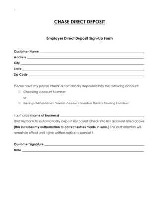 Chase Bank Direct Deposit Form [Free Templates]