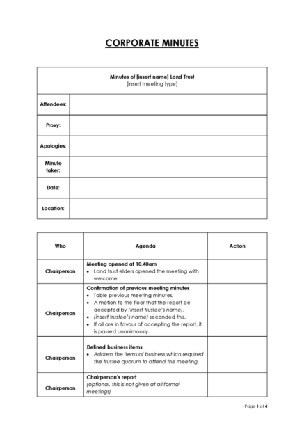 26 Free Corporate Meeting Minutes Templates
