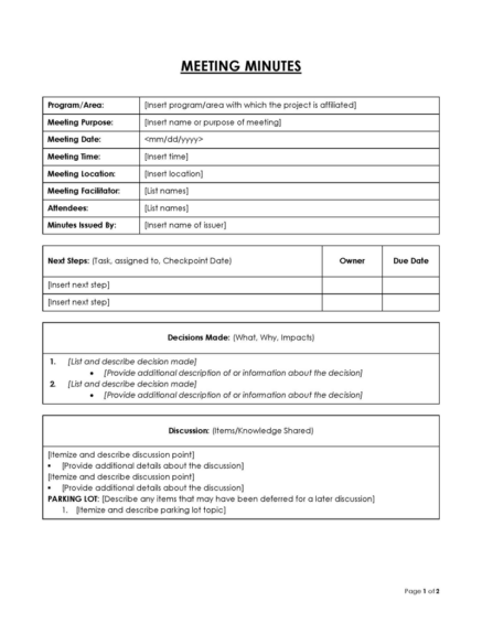 26 Free Corporate Meeting Minutes Templates