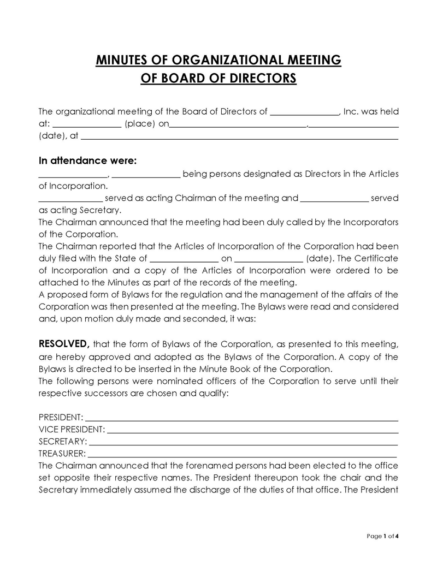26 Free Corporate Meeting Minutes Templates