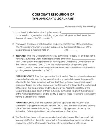 16 Free Corporate Resolution Templates – Forms