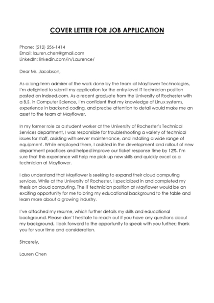 Sample Cover Letters For Job Application (Writing Tips)