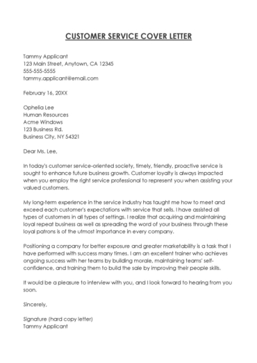 8 Best Customer Service Cover Letter Examples