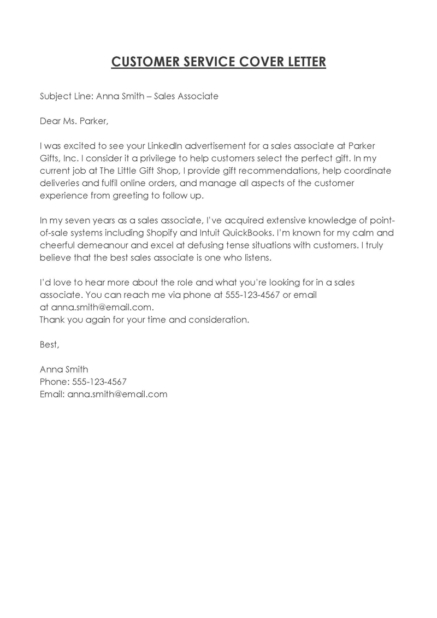8 Best Customer Service Cover Letter Examples