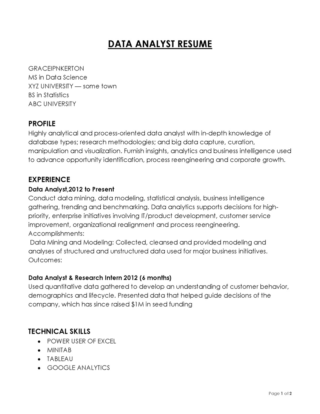 8 Best Examples of Data Analyst Resume