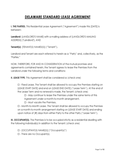 Free Delaware Lease Agreement Templates (PDF, Word)
