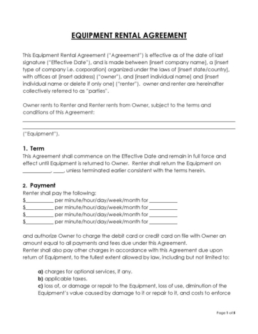 24 Free Equipment Rental Agreement Forms (Templates)