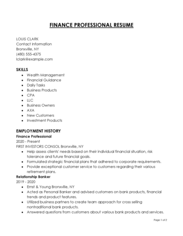 Building a Good Finance Resume (Examples & Templates)