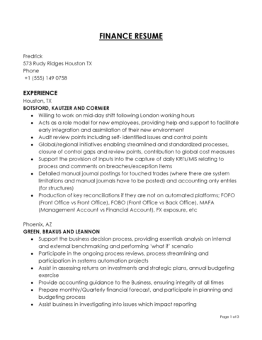 Building a Good Finance Resume (Examples & Templates)