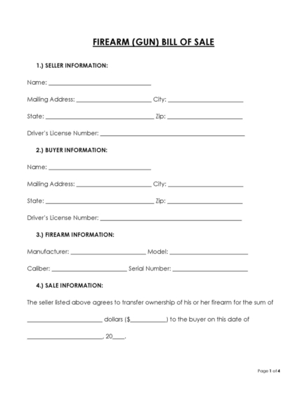 Free Firearm Bill of Sale Forms & Templates - Word