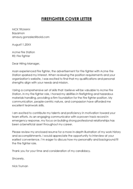 Firefighter Cover Letter Examples & Expert Tips