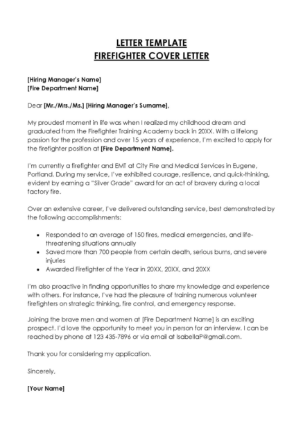 Firefighter Cover Letter Examples & Expert Tips