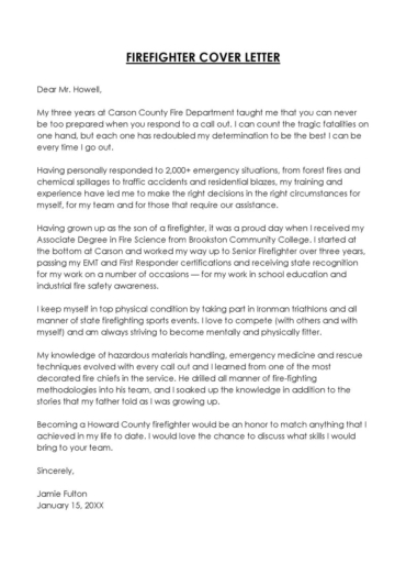 Firefighter Cover Letter Examples & Expert Tips