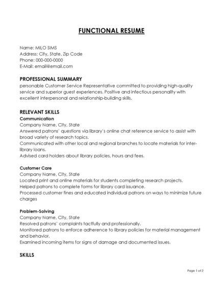 Functional Resume: Format, When to Use (Examples)