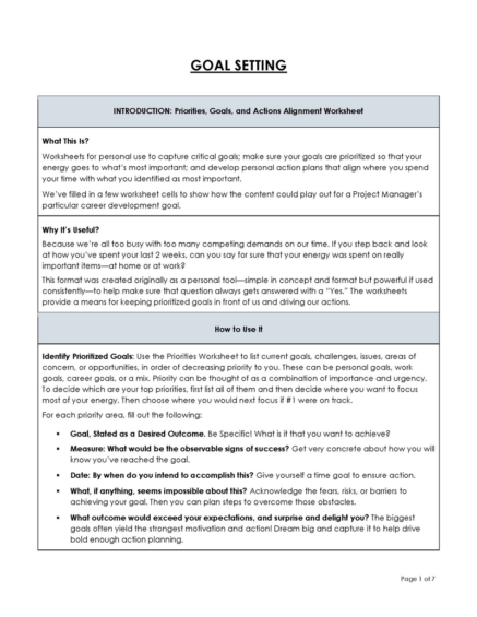 26 Free Goal-Setting Templates (Word, Excel, Printable)