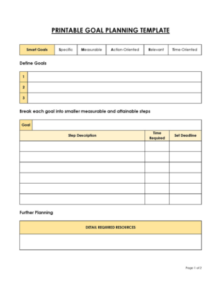 26 Free Goal-Setting Templates (Word, Excel, Printable)