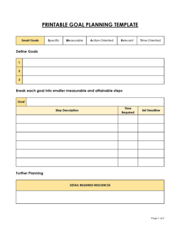 26 Free Goal-Setting Templates (Word, Excel, Printable)
