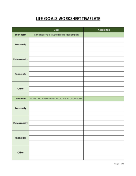 26 Free Goal-Setting Templates (Word, Excel, Printable)