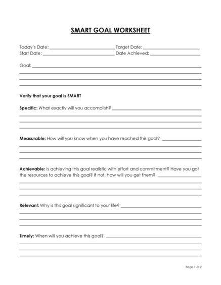 26 Free Goal-Setting Templates (Word, Excel, Printable)