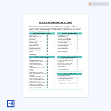 37 Free Household Budget Worksheets (Editable)