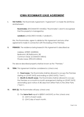 Free Iowa Lease Agreement Templates (PDF, Word)