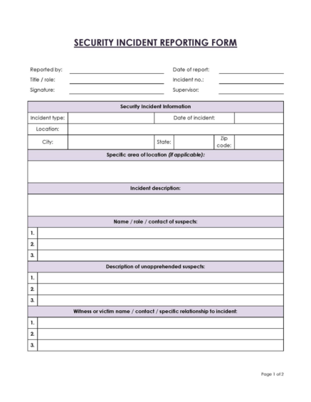 Free Incident Report Templates & Forms (Word)