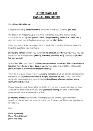 Formal Job Offer Letter Samples and Free Templates