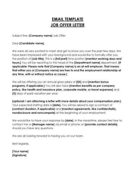 Formal Job Offer Letter Samples and Free Templates