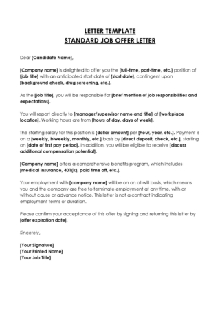 Formal Job Offer Letter Samples and Free Templates