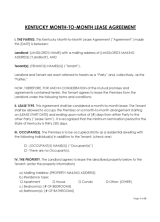 Free Kentucky Lease Agreement Templates (Word, PDF)